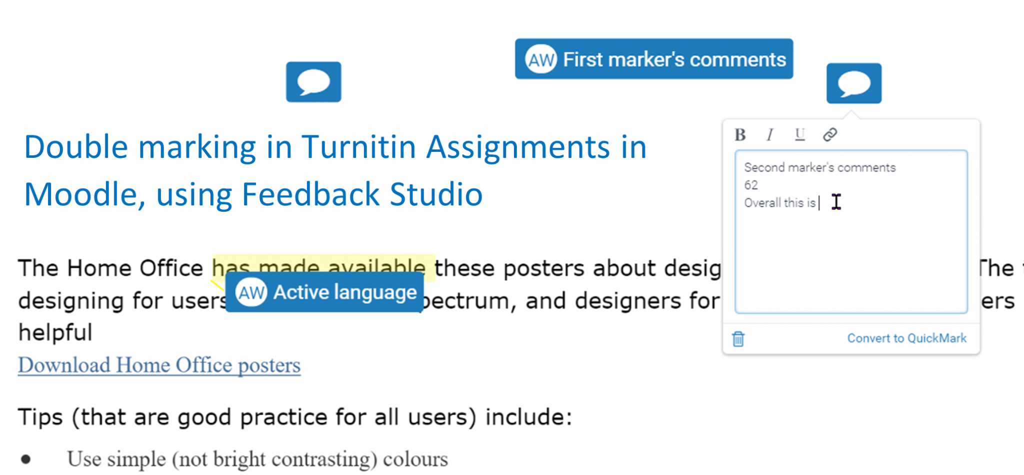 Double marking in Turnitin Assignments in Moodle, using Feedback Studio - Learning Technology